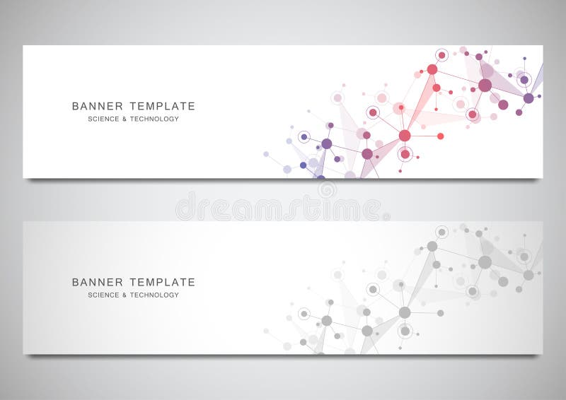 Vector Banners and Headers for Site with Molecules Background and ...