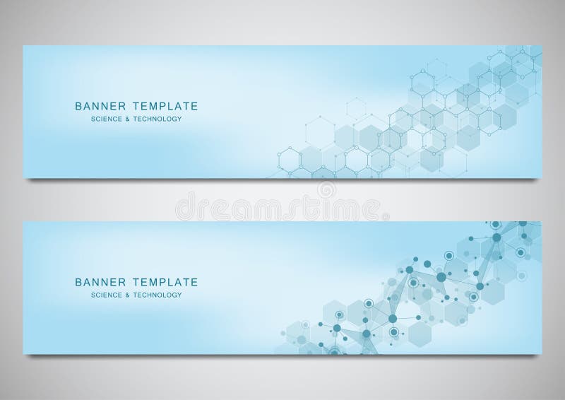 Vector Banners and Headers for Site with Molecules Background and ...