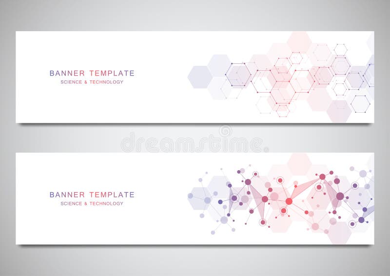 Vector Banners and Headers for Site with Molecules Background and ...