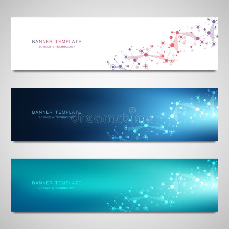 Vector Banners and Headers for Site with Molecules Background and ...