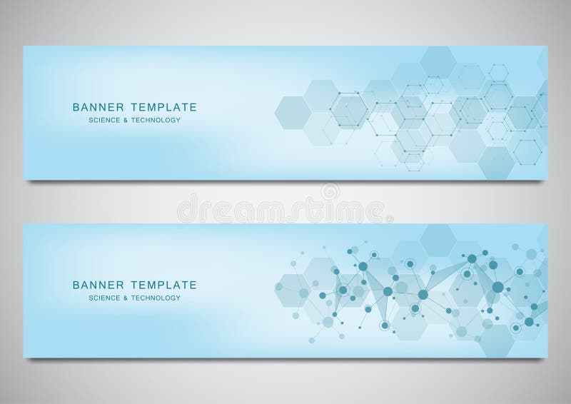 Vector Banners and Headers for Site with Molecules Background and ...