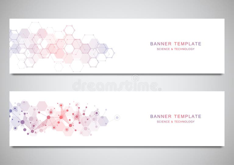 Vector Banners and Headers for Site with Molecules Background and ...