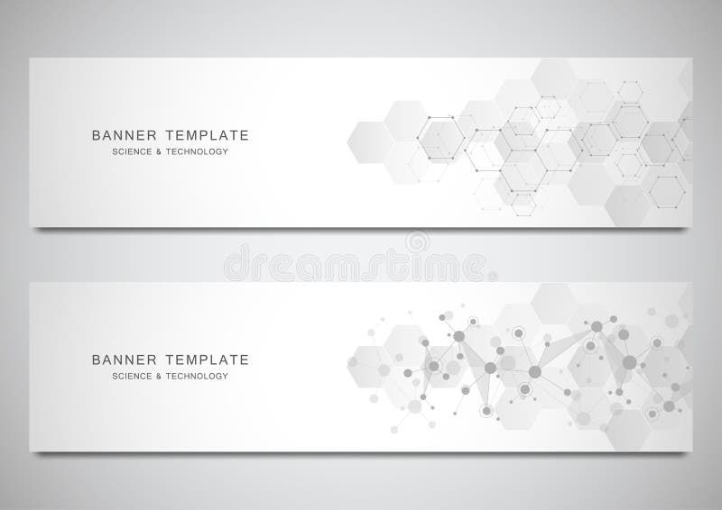 Vector Banners and Headers for Site with Molecules Background and ...