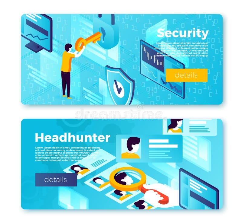 Vector Banners with Internet Security, Headhunter Stock Vector ...