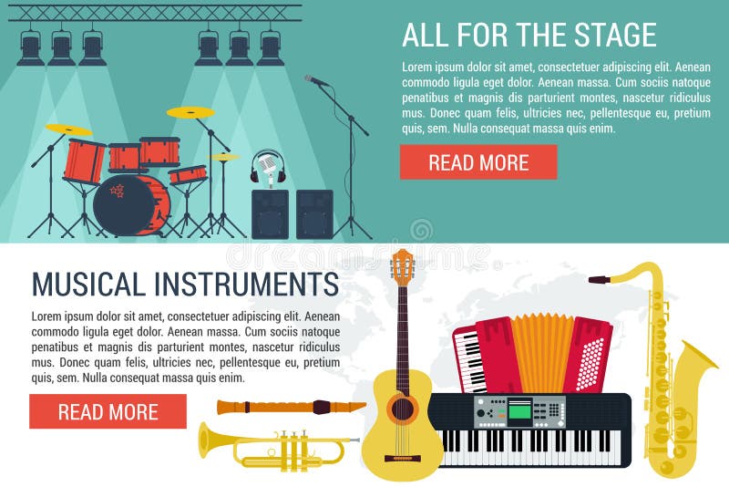Vector Banners of Musical Instruments Stock Vector - Illustration of ...