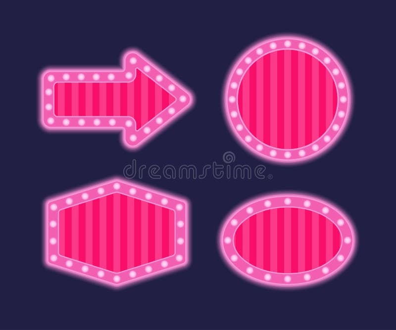 Vector Banners with Neon Glowing in Pink Colors Stock Vector ...