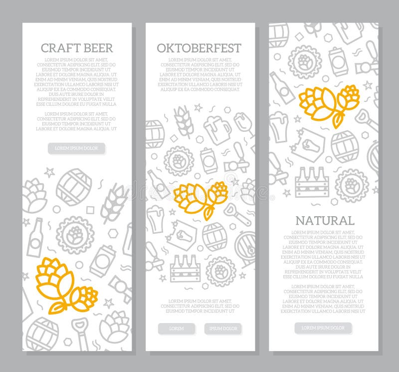 Set of Three Digital Beer, Pub and Bar Vertical Banners with Icon ...