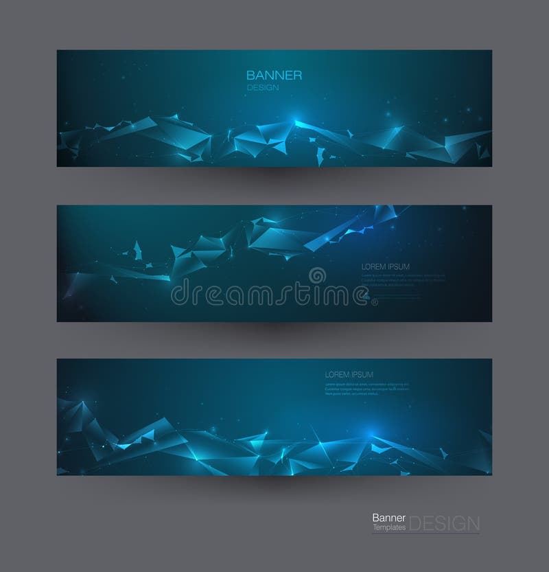 Vector Banners Set. Circuit Board and Hexagons Background. Vector ...