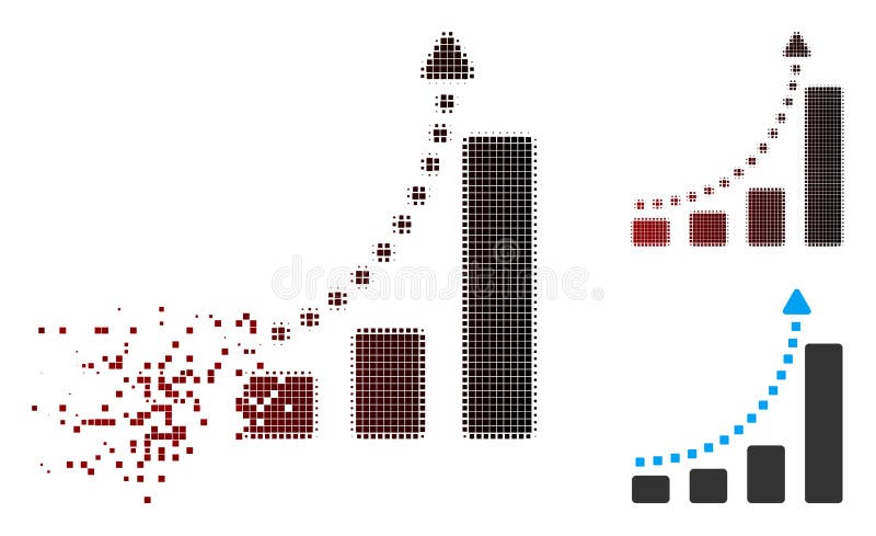 Broken Pixel Halftone Bar Chart Trend Icon Stock Vector - Illustration ...