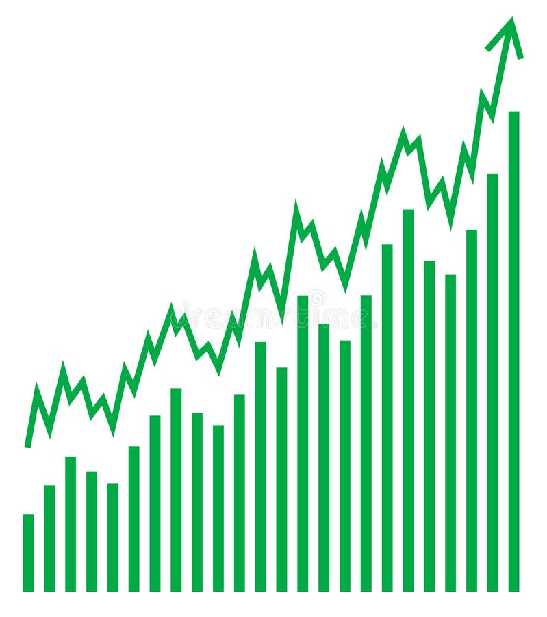 Green bar graph and bright stock illustration. Illustration of forecast ...