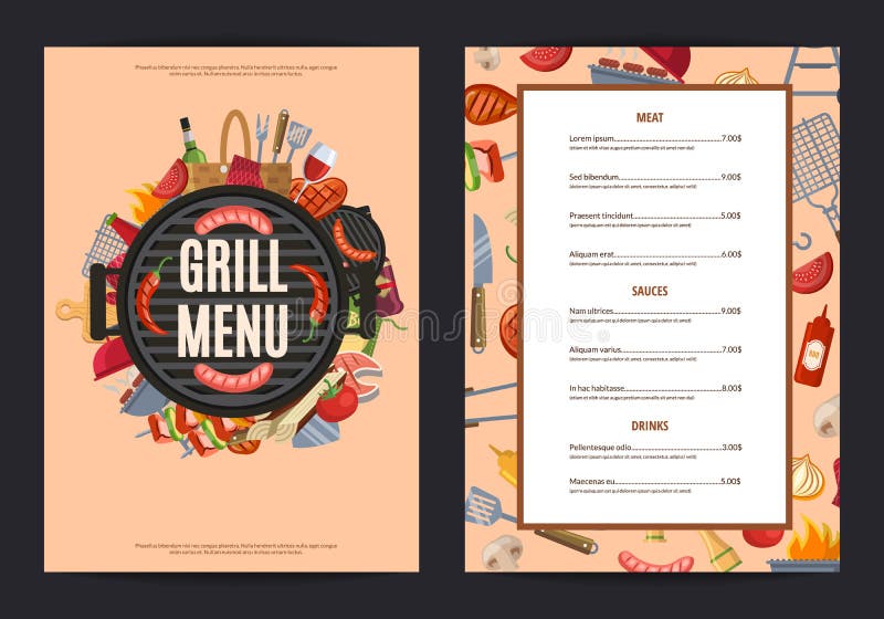 Vector Barbecue or Grill Vertical Menu Template Stock Vector ...