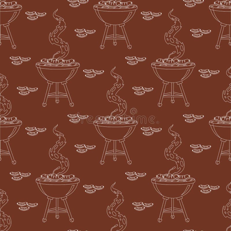 Vector Barbecue Seamless Pattern or Background. for Cafes, Bars and ...