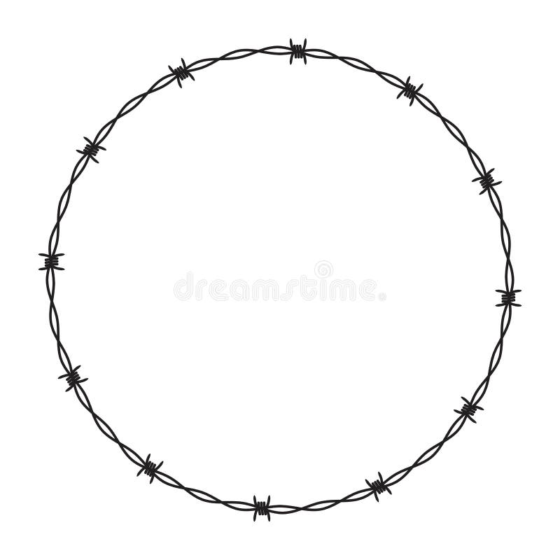 Vector Barbed Wire Round Frame Stock Vector - Illustration of black ...