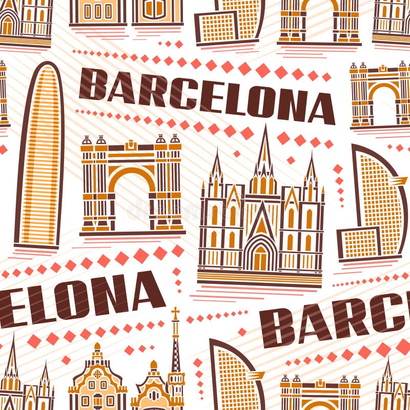 Vector Barcelona Seamless Pattern Stock Vector - Illustration of park ...