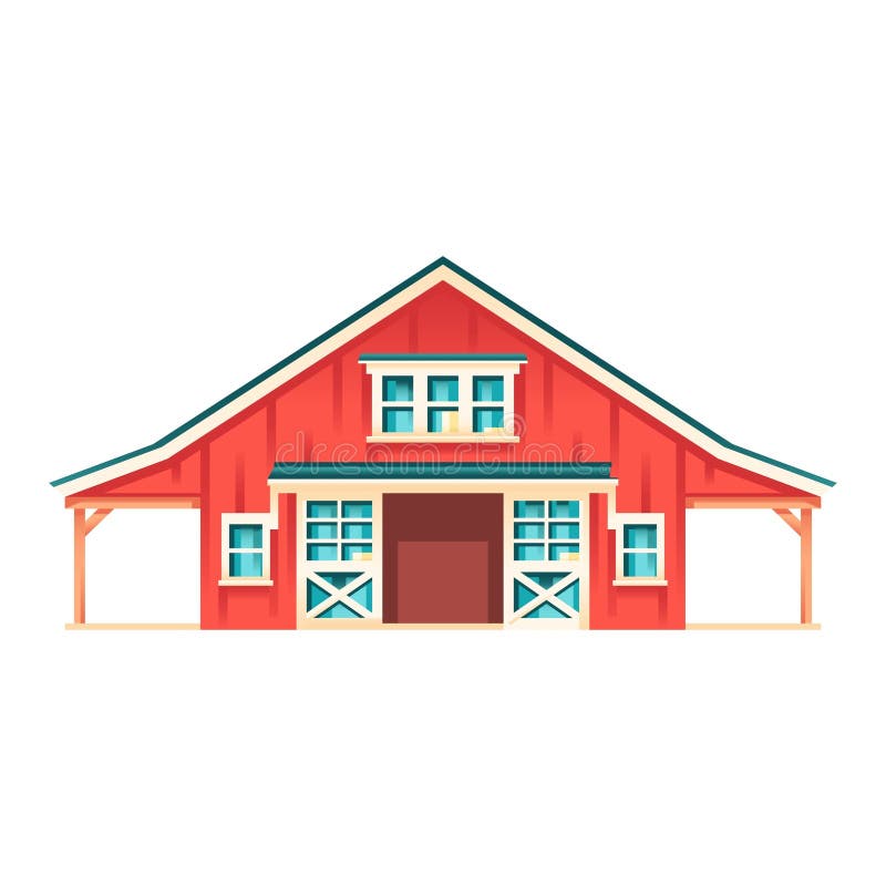 Vector Barn Cartoon Art Deco Retro Illustration Isolated Stock Vector ...