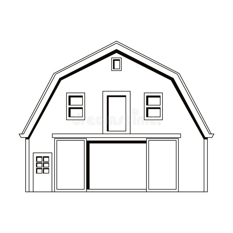 Vector Barn Cartoon Line Art Illustration Isolated Stock Vector ...