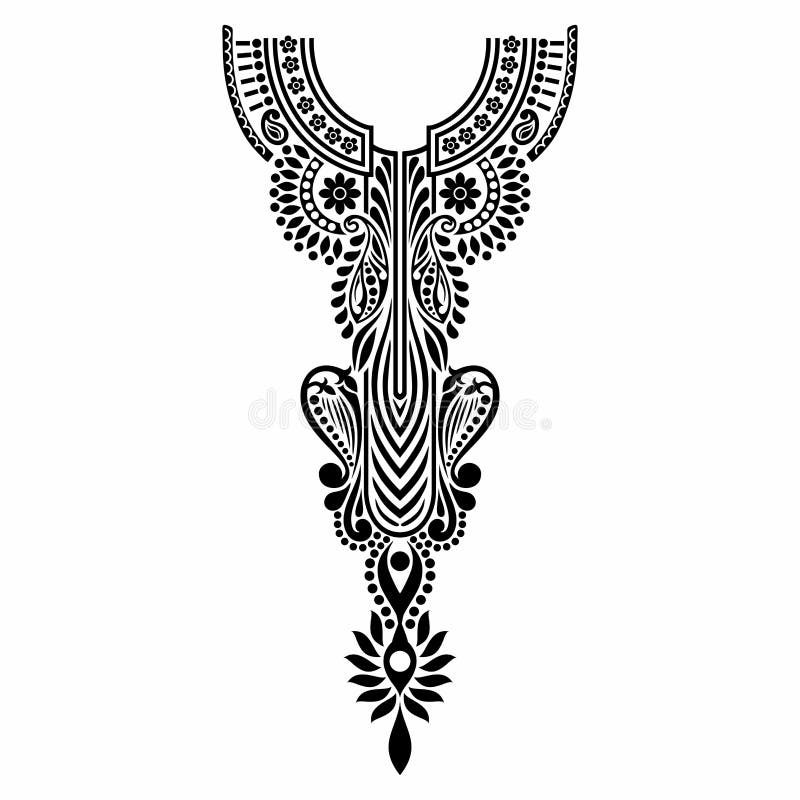 Neck Line Baroque Design for Embroidery Stock Vector - Illustration of ...