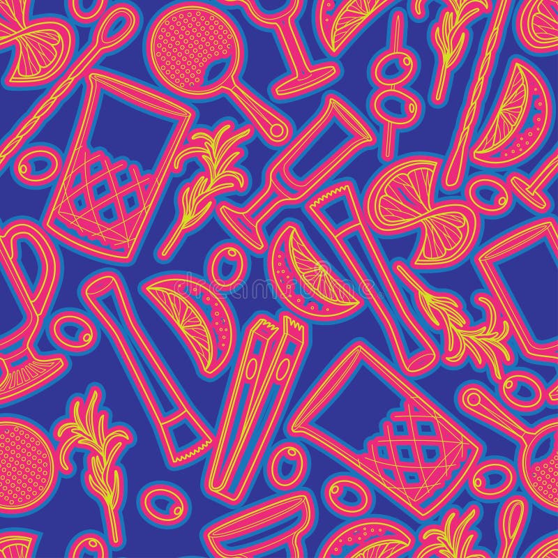 Vector Bartender Equipment Seamless Pattern. Stock Vector ...