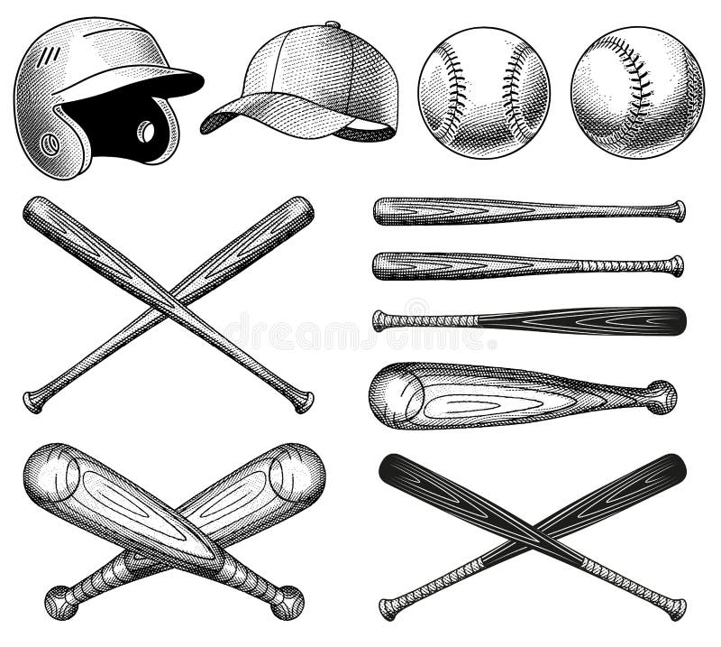 Vector Baseball Equipment Illustrations Stock Vector - Illustration of ...