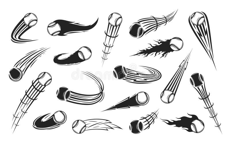 Vector Baseball Flying Balls with Motion Trails Stock Vector ...