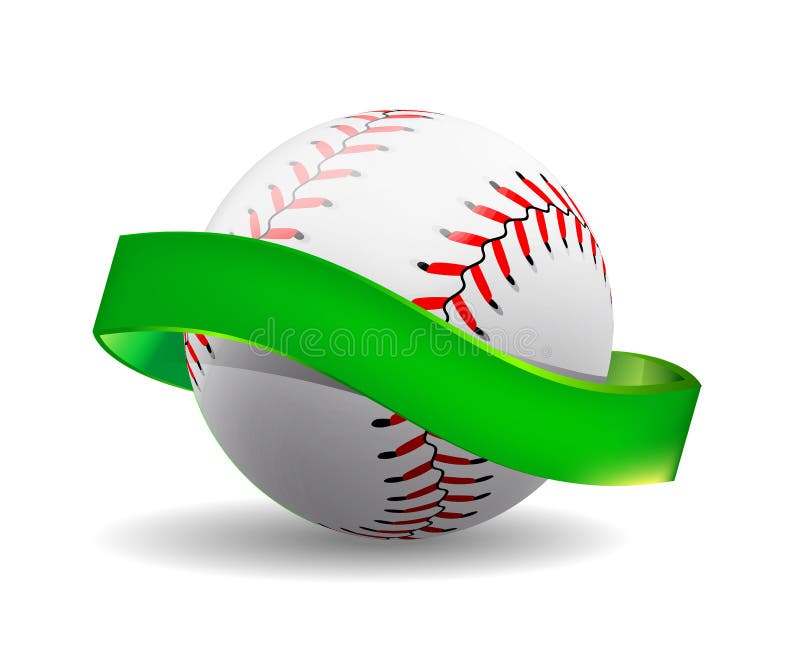 Vector Baseball on White Background with Green Ribbon. Stock Vector ...