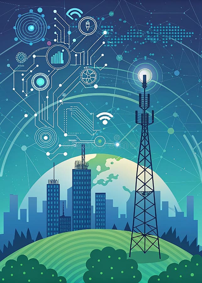 Vector Abstract Global Future Technology, Electric Telecom Background ...
