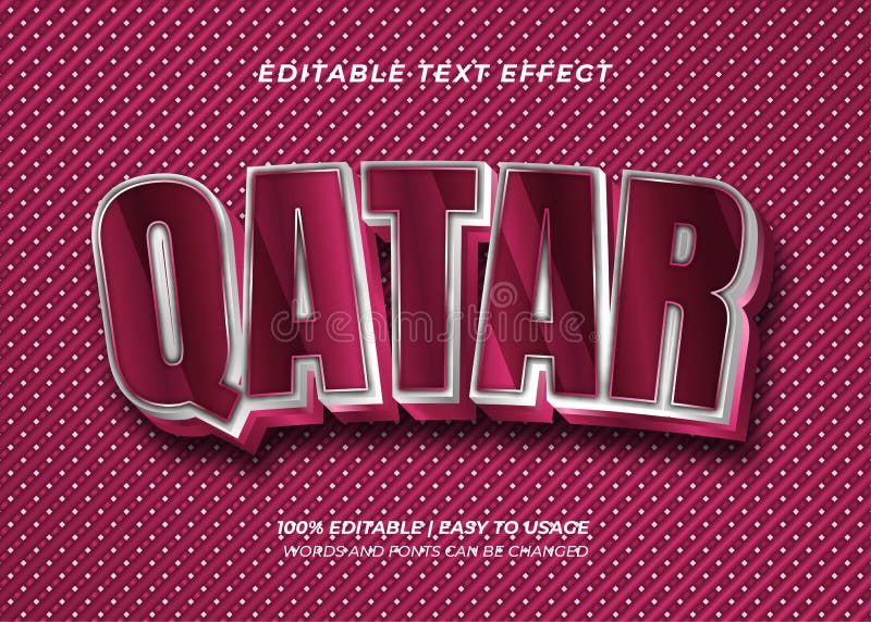Qatar Text Effect with Artistic 3d Style Editable Stock Vector ...