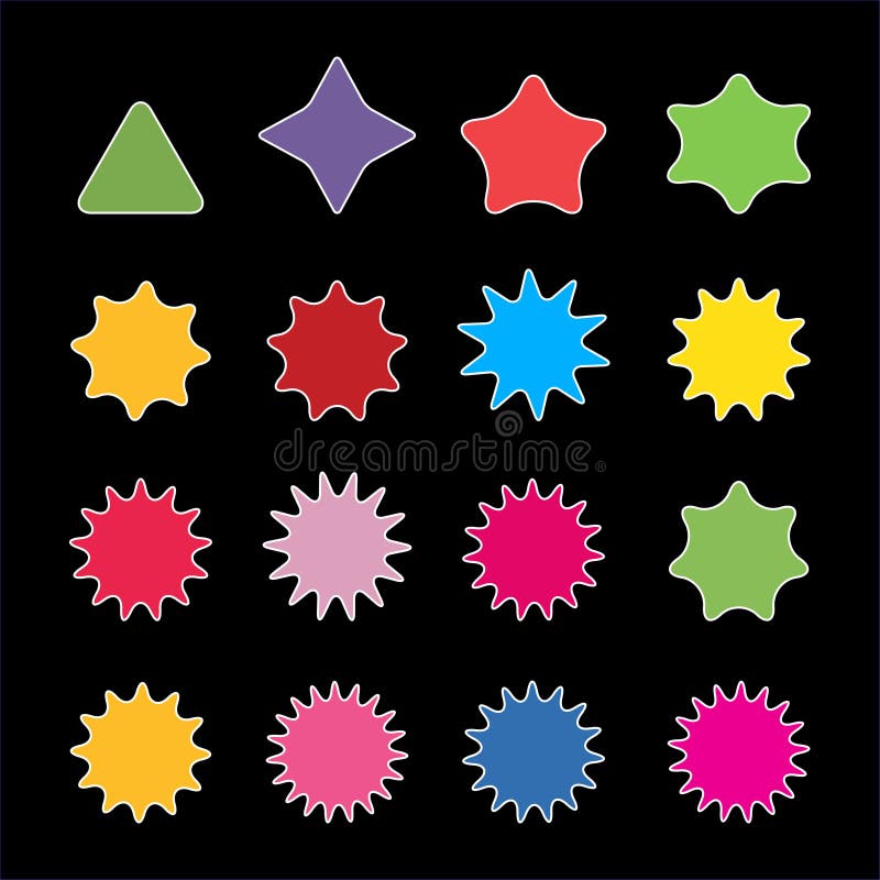 Vector Basic Shape Colorful Stars Collection for Your Design. Polygonal ...