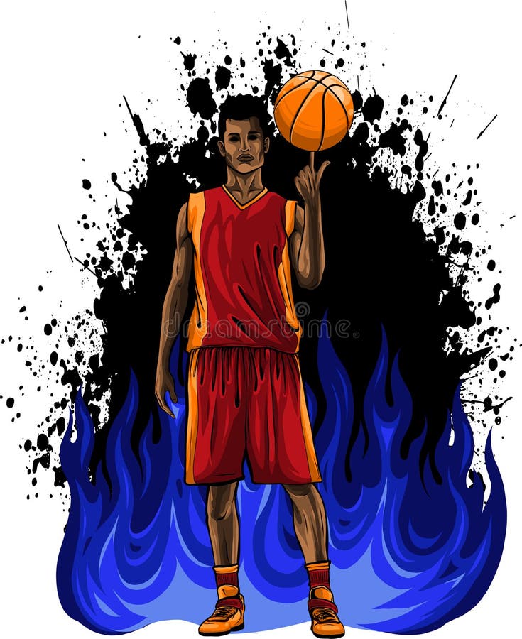 Vector Basketball Player, Ball on White Background Stock Vector ...