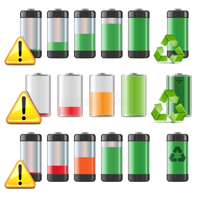 Battery icons set stock vector. Illustration of minus - 30948629