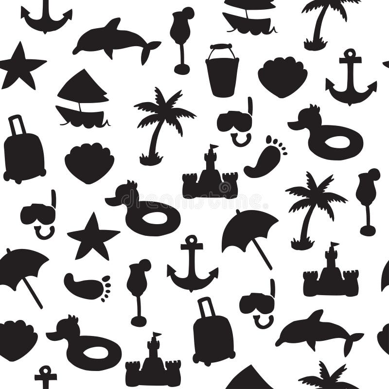 Vector Beach Pattern for Summer Stock Vector - Illustration of dolphin ...