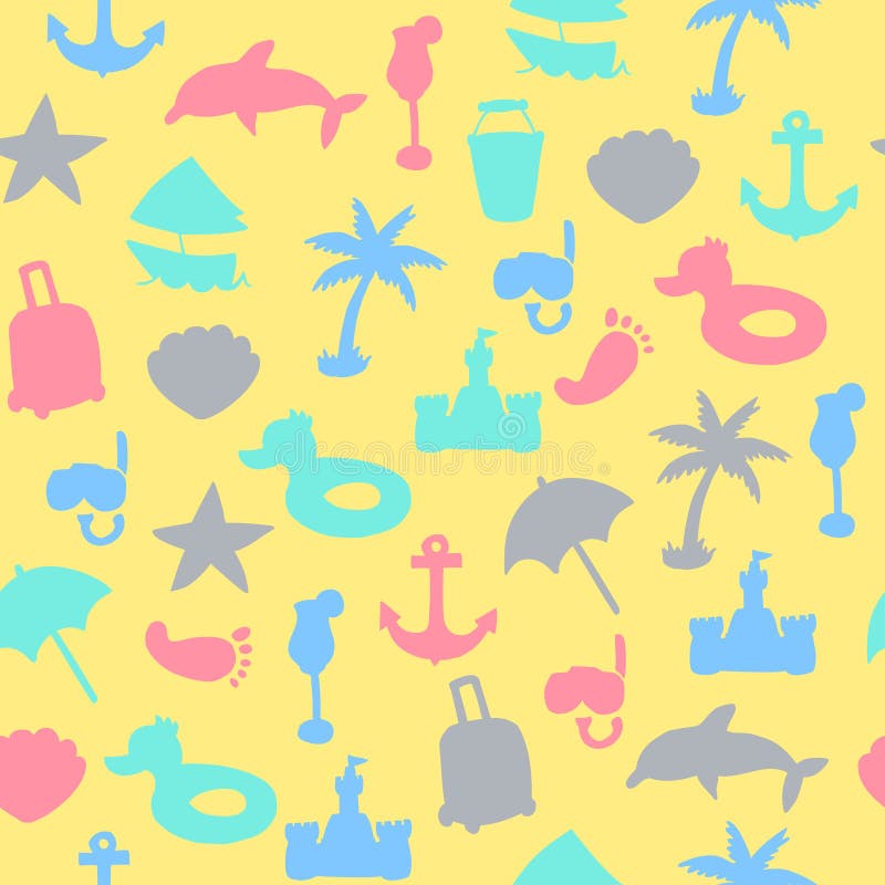 Vector Beach Pattern for Summer. Stock Vector - Illustration of orange ...