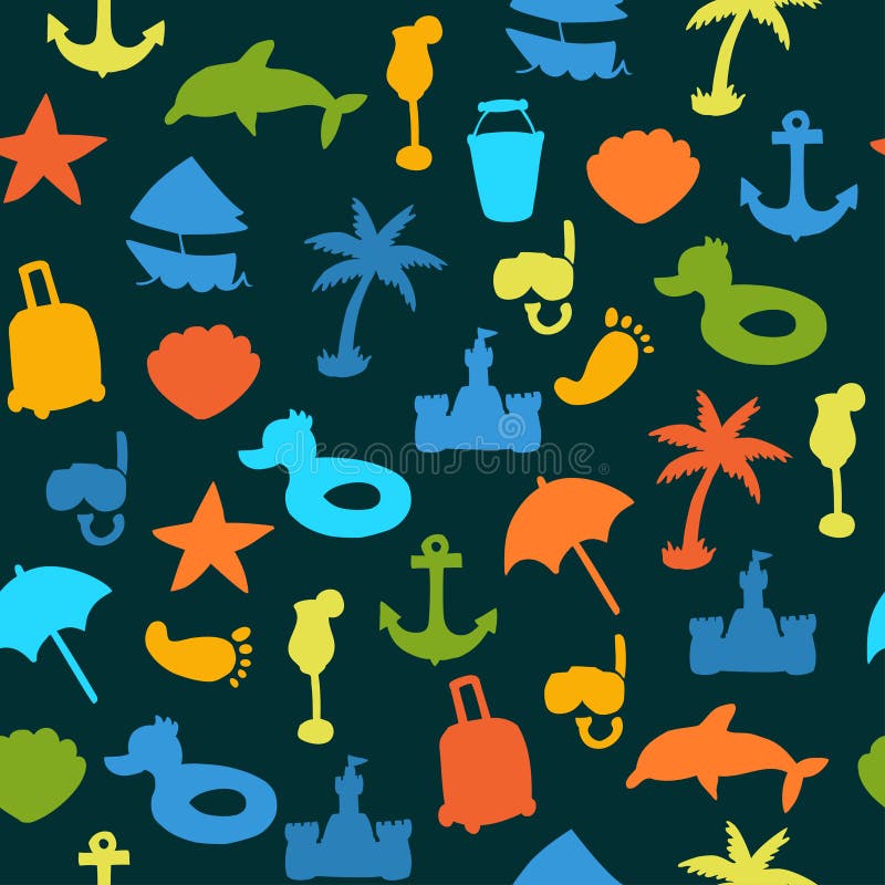 Vector Beach Pattern for Summer Stock Vector - Illustration of duck ...