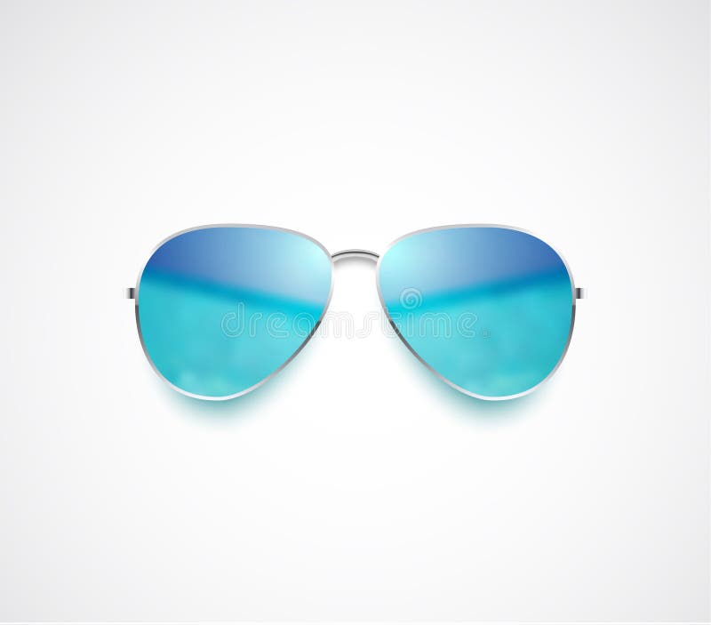 Vector Beach Sea and Sky Reflection Sunglasses Stock Vector ...