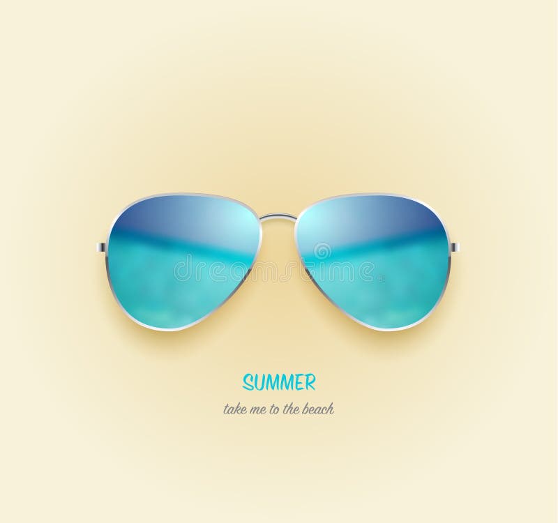 Vector Beach Sea and Sky Reflection Sunglasses Stock Vector ...