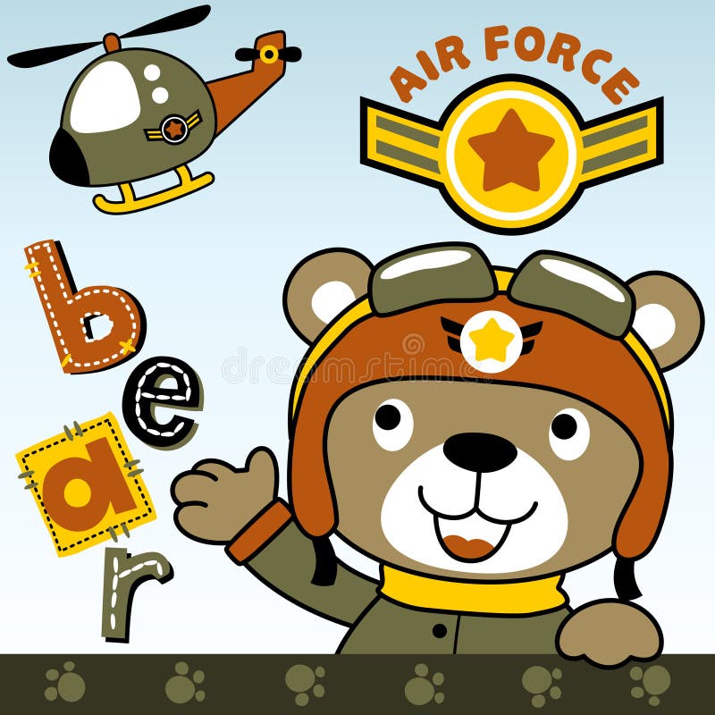 Vector Bear the Military Helicopter Pilot Stock Vector - Illustration ...
