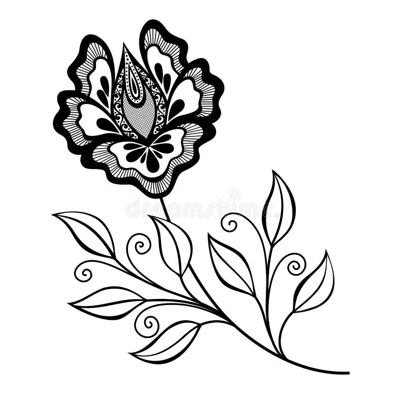 Vector Beautiful Abstract Black Flower Stock Vector - Illustration of ...