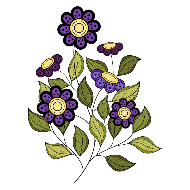 Vector Beautiful Colored Contour Flower Stock Vector - Illustration of ...