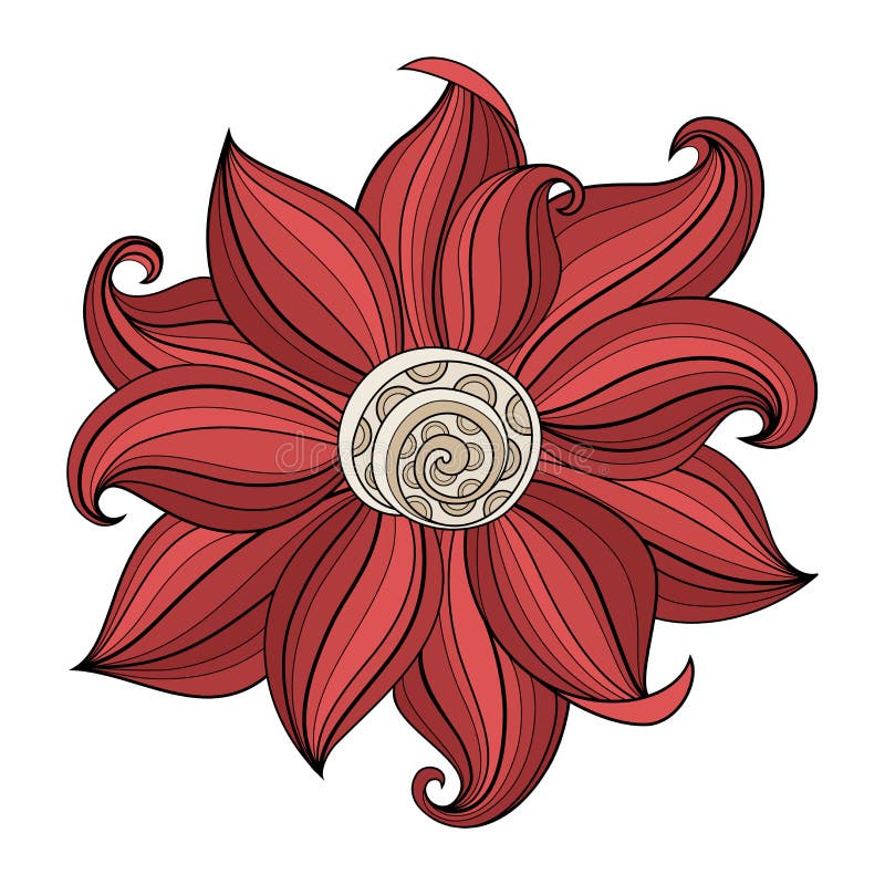 Vector Beautiful Colored Contour Flower Stock Vector - Illustration of ...