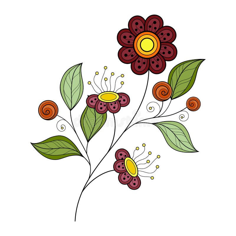 Vector Beautiful Colored Contour Flower Stock Vector - Illustration of ...