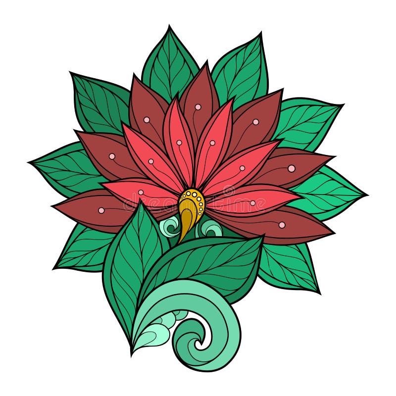 Vector Beautiful Colored Contour Flower Stock Vector - Illustration of ...