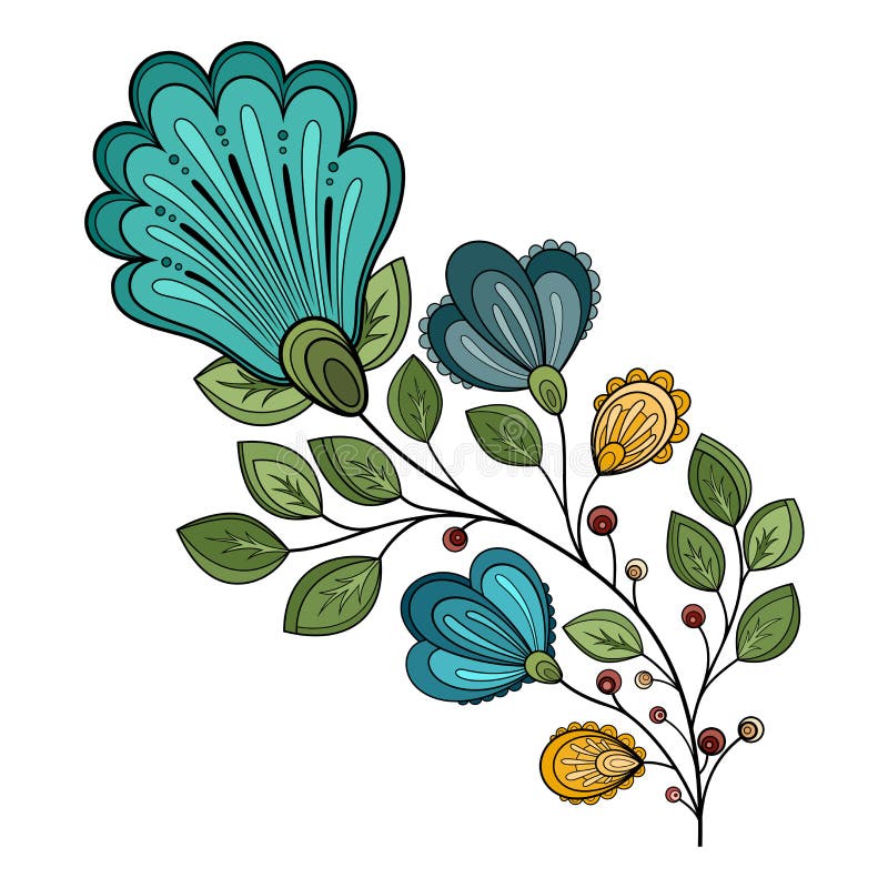 Vector Beautiful Colored Contour Flower Stock Vector - Illustration of ...