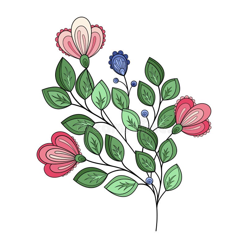 Vector Beautiful Colored Contour Flower Stock Vector - Illustration of ...