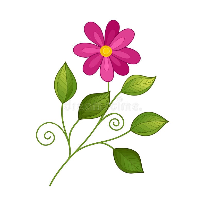 Vector Beautiful Colored Contour Flower Stock Vector - Illustration of ...