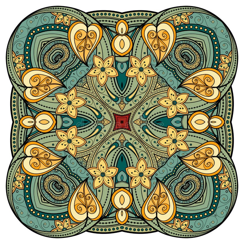 Vector Beautiful Deco Colored Contour Square Stock Vector ...