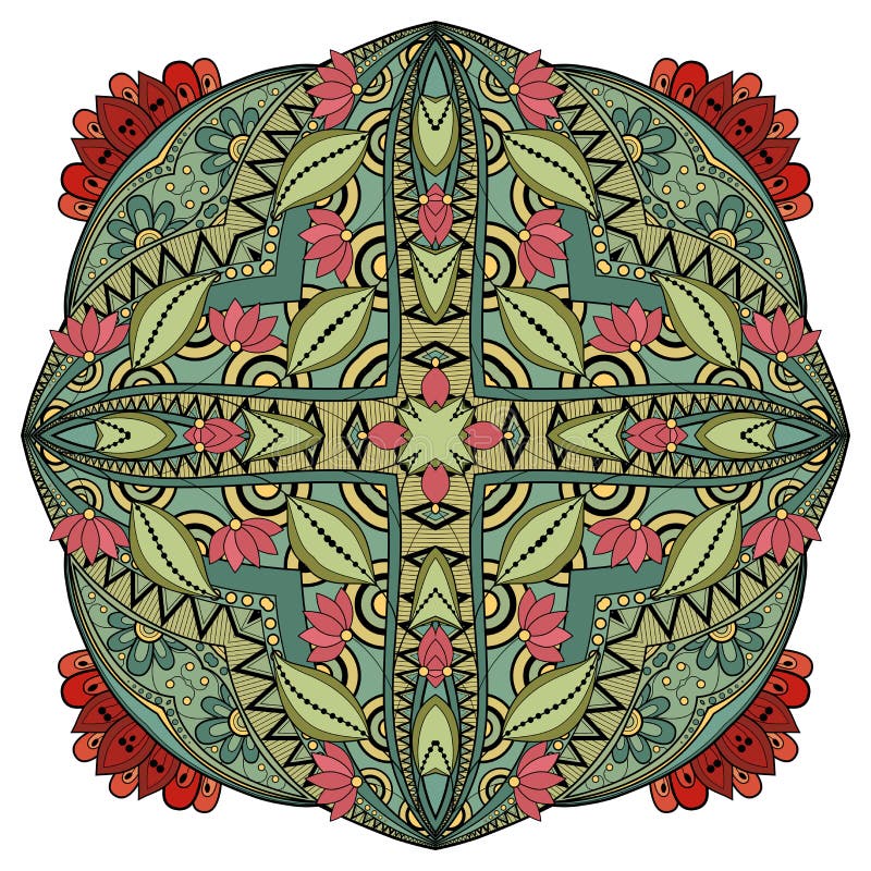 Vector Beautiful Deco Colored Contour Square Stock Vector ...