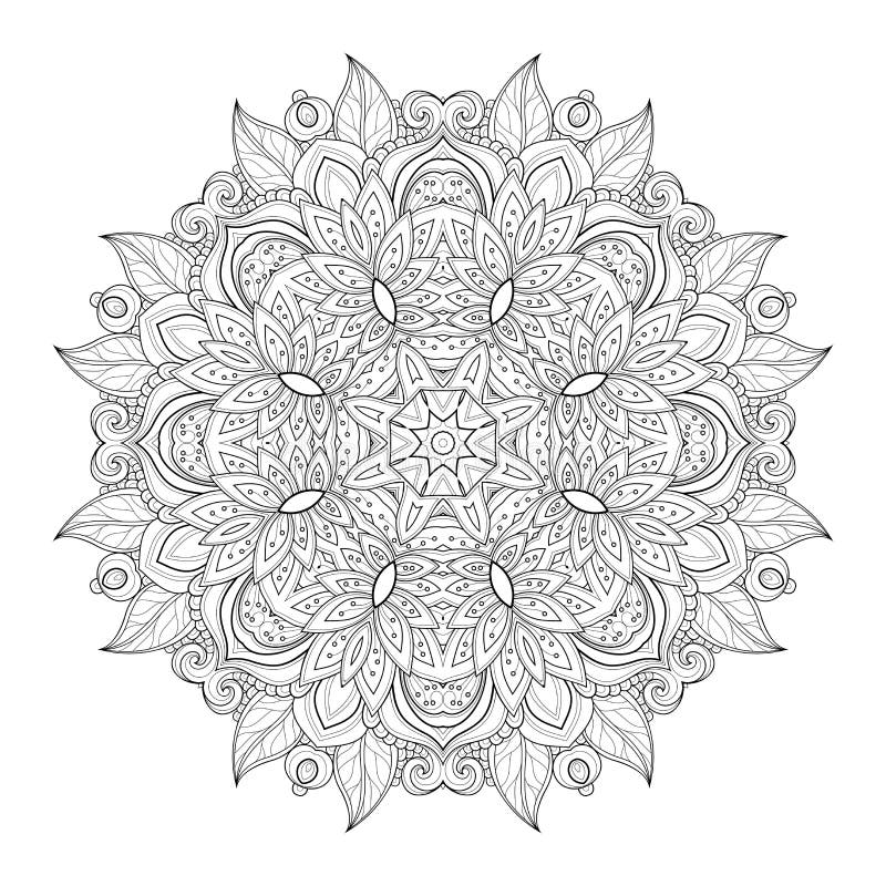 Vector Beautiful Deco Monochrome Contour Mandala Stock Vector