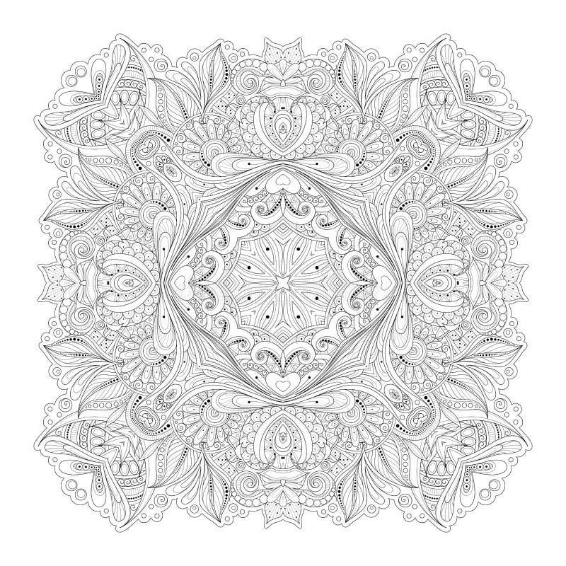 Vector Beautiful Deco Monochrome Contour Square Stock Vector ...