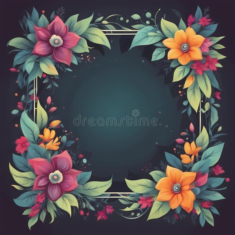 Vector Beautiful Flower Frame Stock Illustration - Illustration of ...