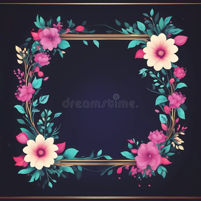 Vector Beautiful Flower Frame Stock Illustration - Illustration of ...